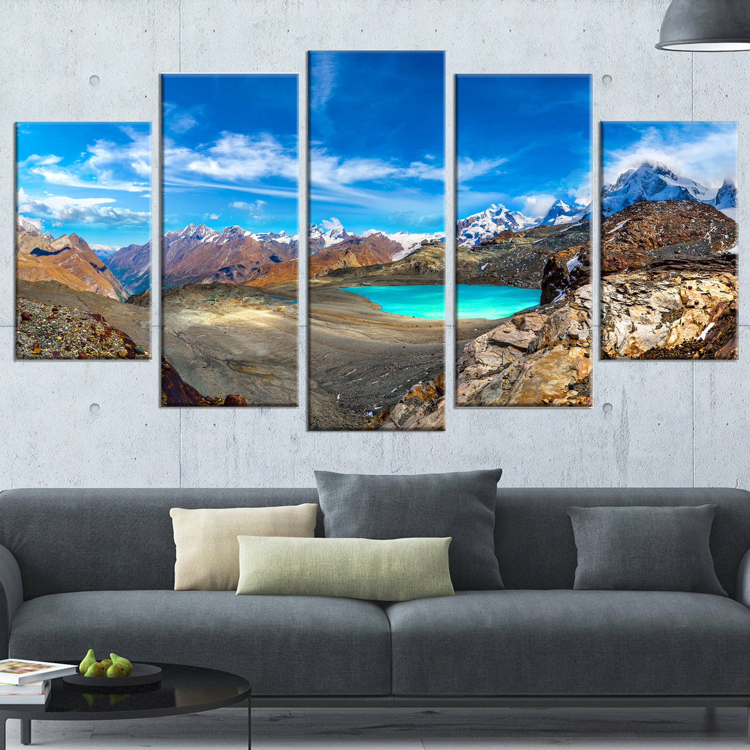 Design Art 'Alps Mountains in Swiss Panorama' 5 Piece Photographic ...