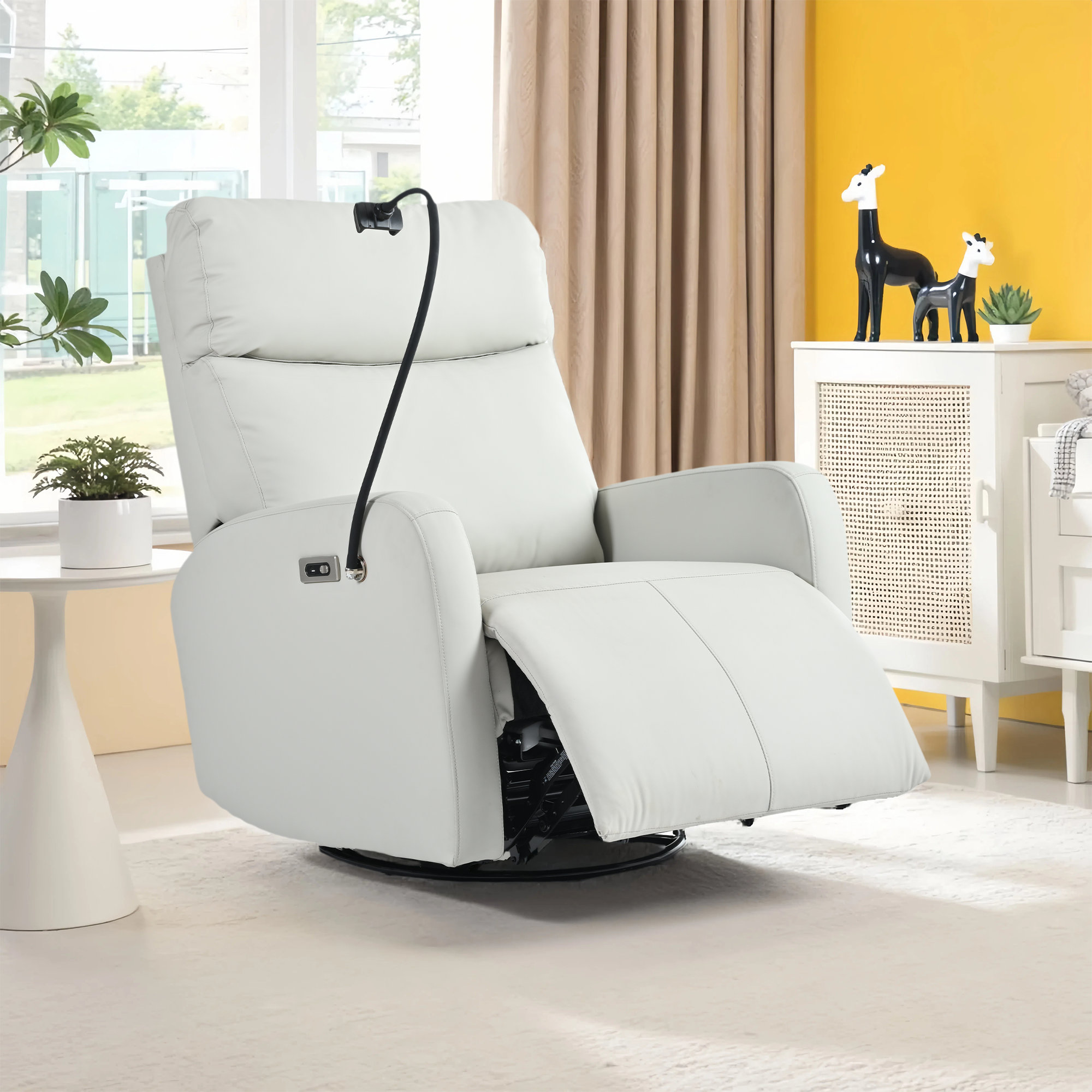 Latitude Run® 270 ° Electric Rotating Rocker Lounge Chair, Electric ...