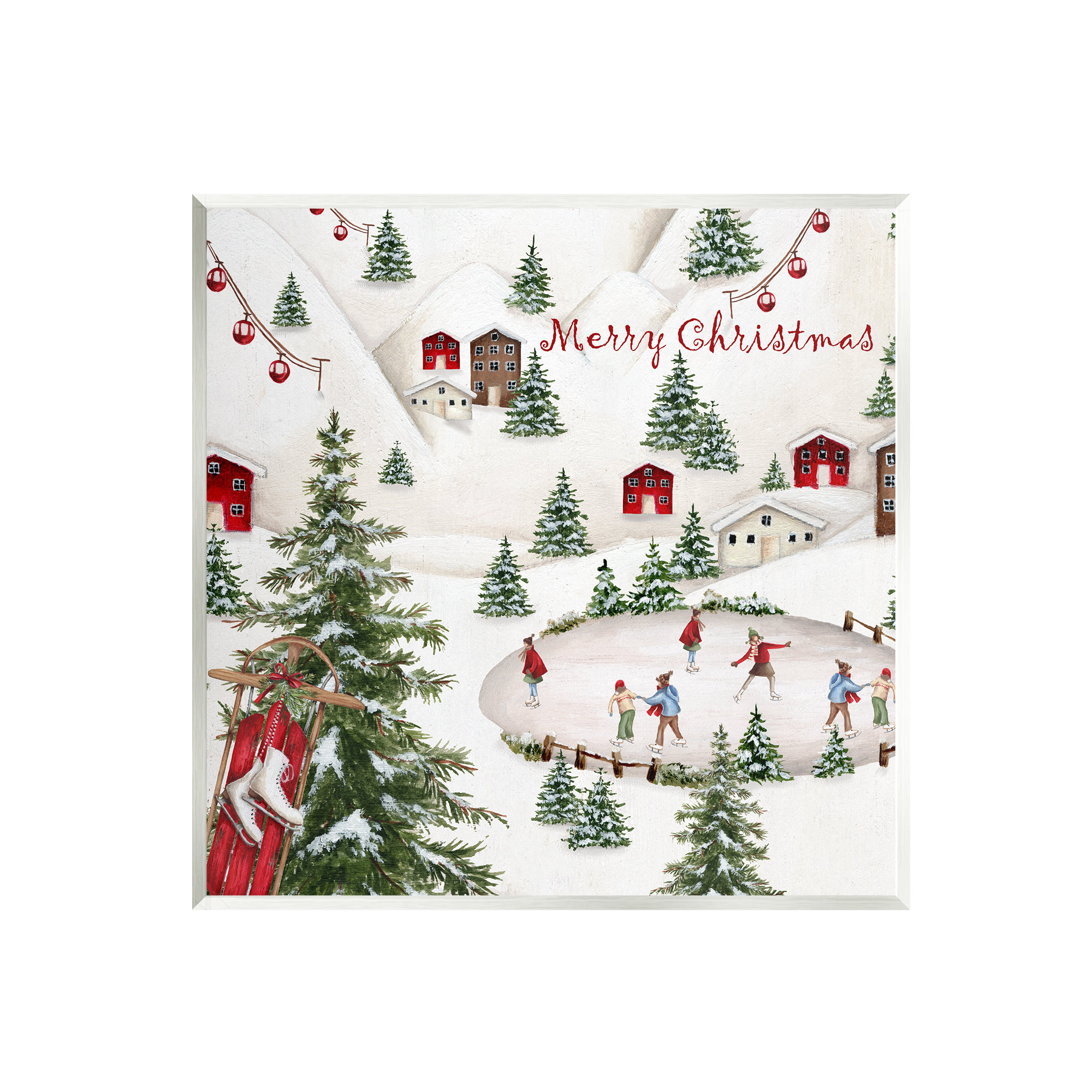 Stupell Industries Christmas Town Ice Skating Wall Plaque Art by Emma ...