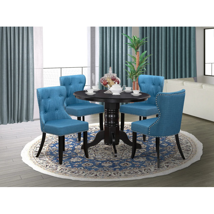 East West 5 PC - Dining Table Set Includes a Round Table with Pedestal ...