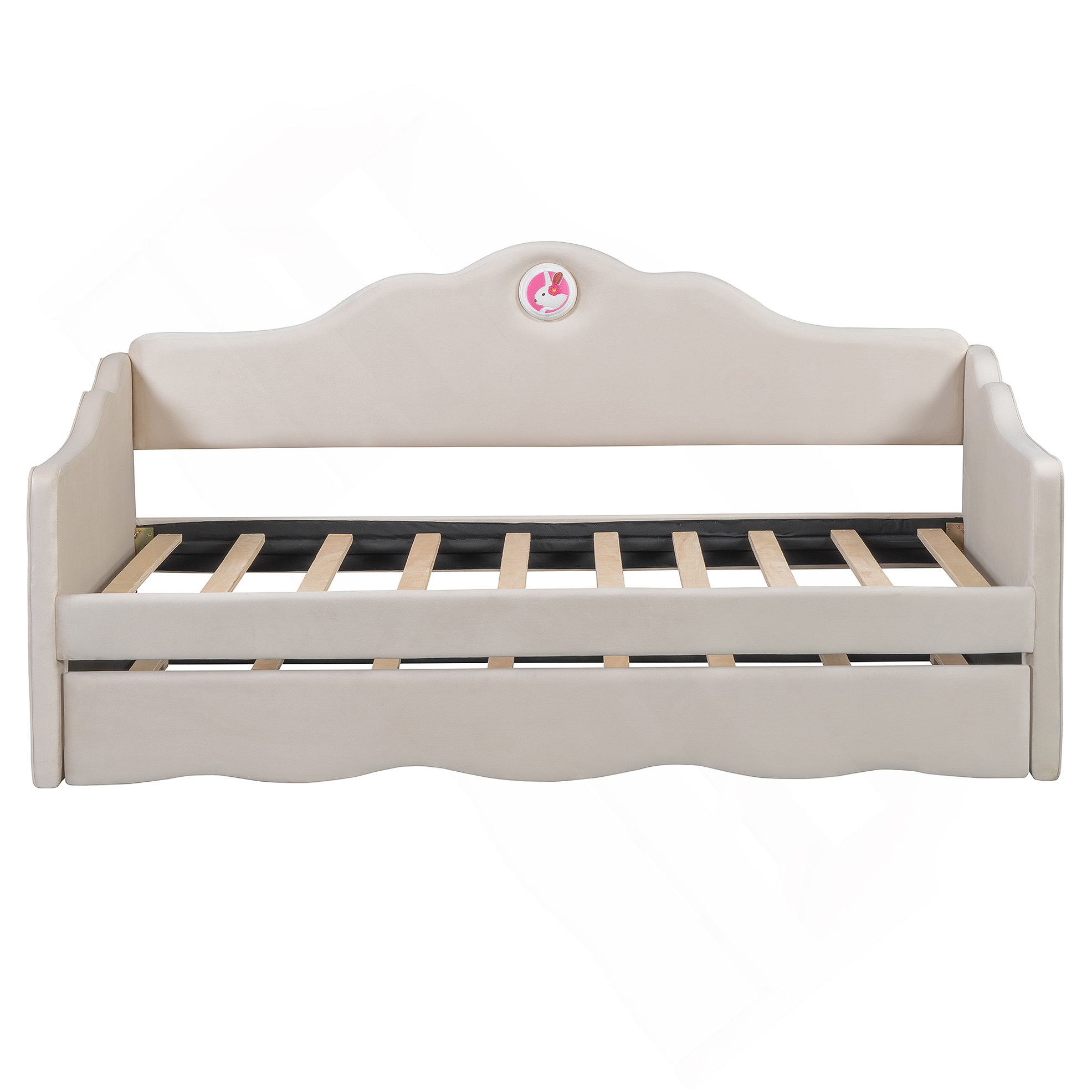 Lark Manor™ Twin Size Upholstered daybed with Wave-shaped Trundle ...