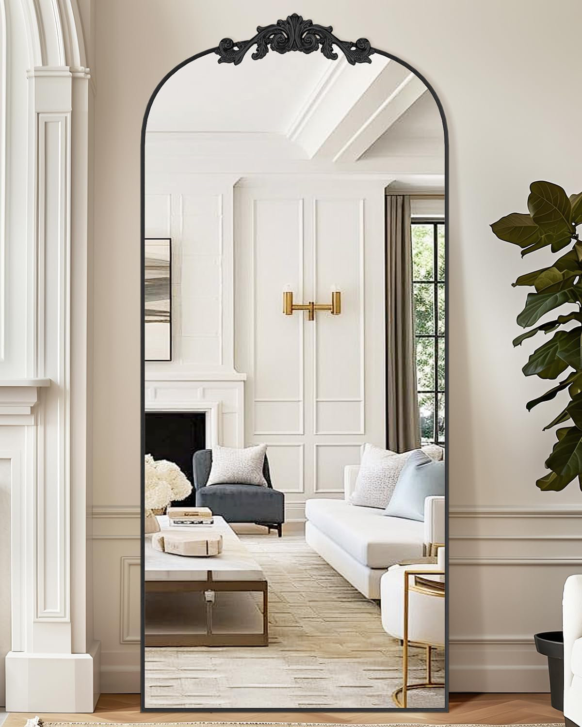 Alcott Hill® Full Length Mirror, Arched Full Body Mirror Freestanding ...