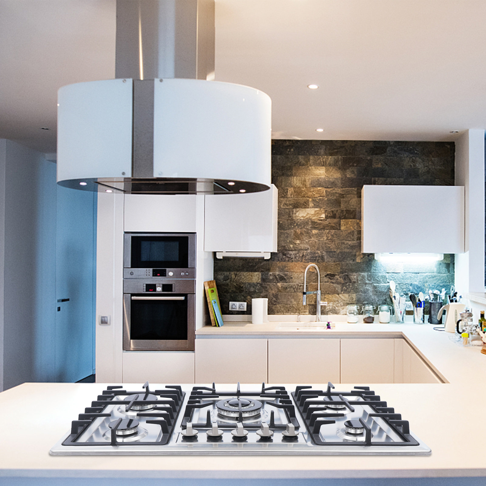 JOYDING 5 Burners Built-In Stove Top Natural Gas Cooktop Kitchen | Wayfair