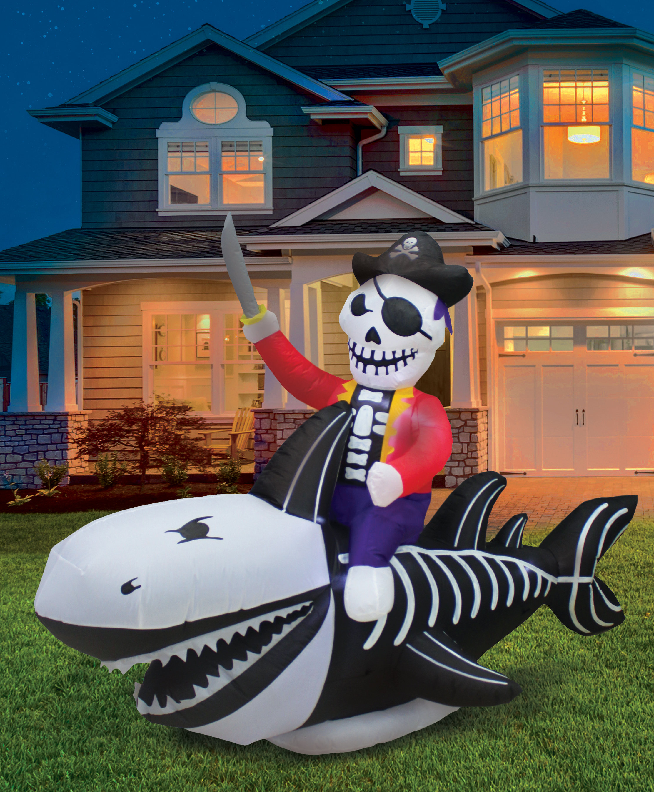 The Holiday Aisle® Inflatable Skeleton Shark and Pirate - Wayfair Canada