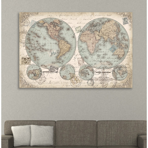 Charlton Home® 'World Map' Acrylic Painting Print on Wrapped Canvas ...