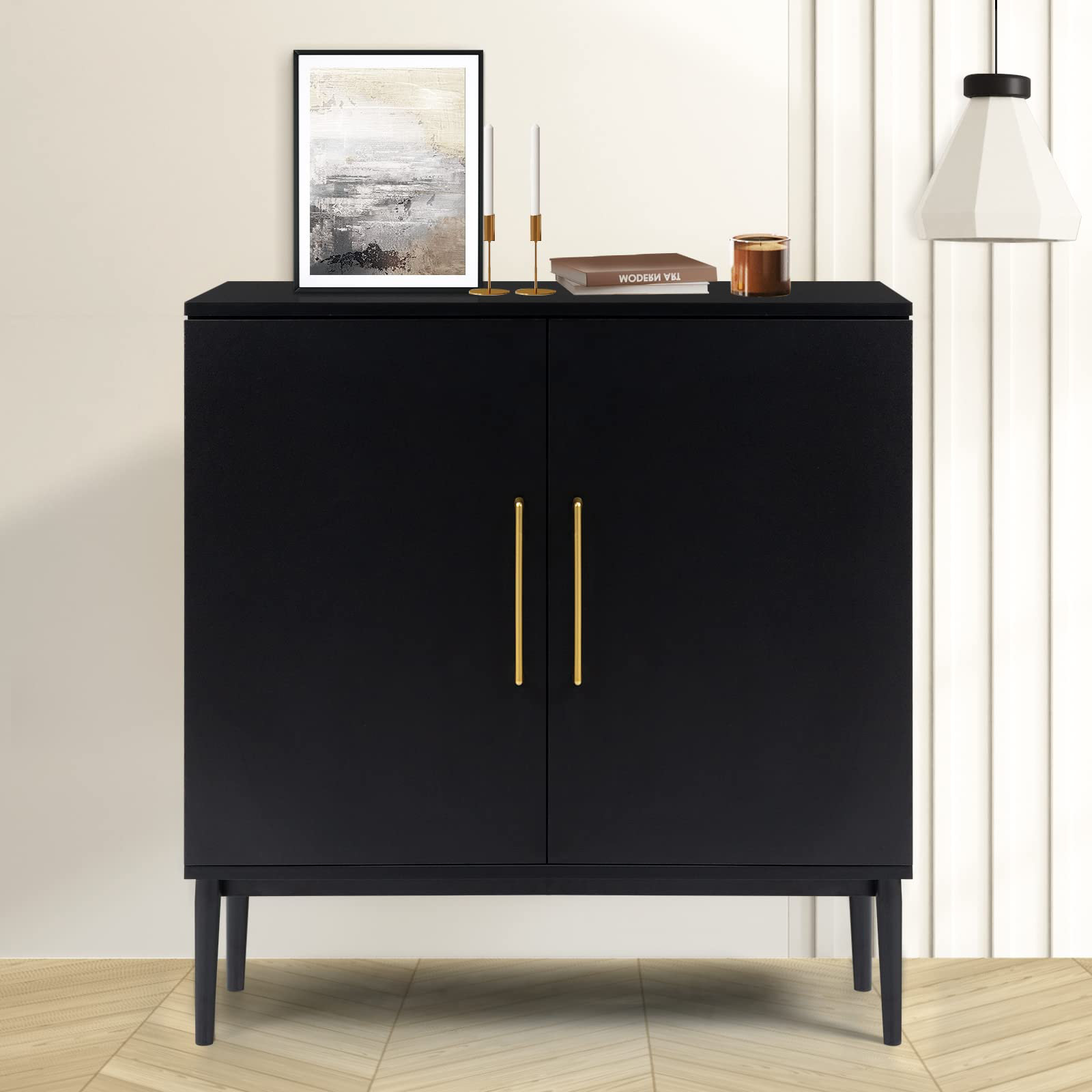 George Oliver Black Accent Cabinet, Freestanding Storage Cabinet ...
