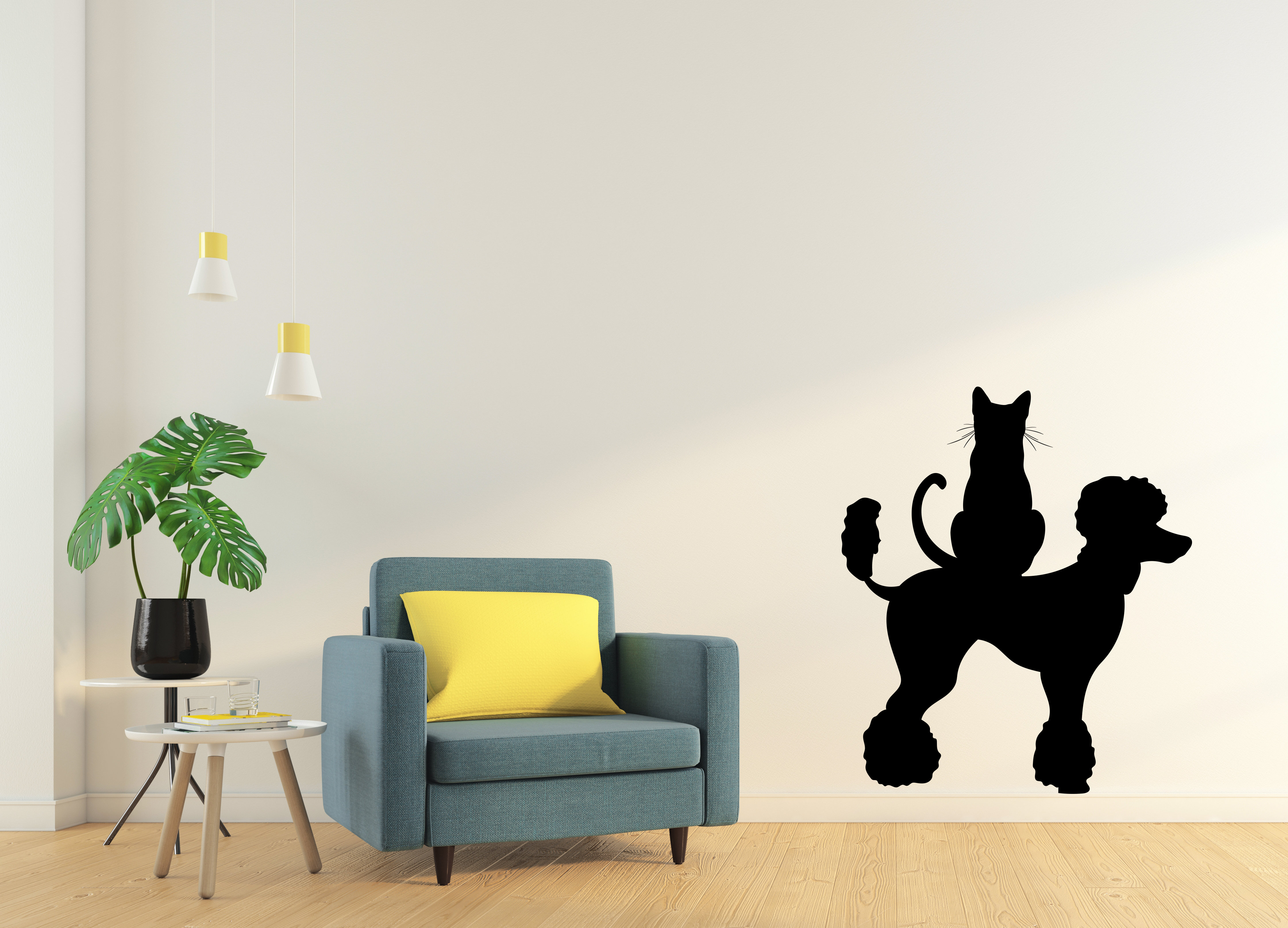 Lark Manor™ Dog And Cat Wall Decal Poodle Decor Cat Dogs Pets Wall Art ...