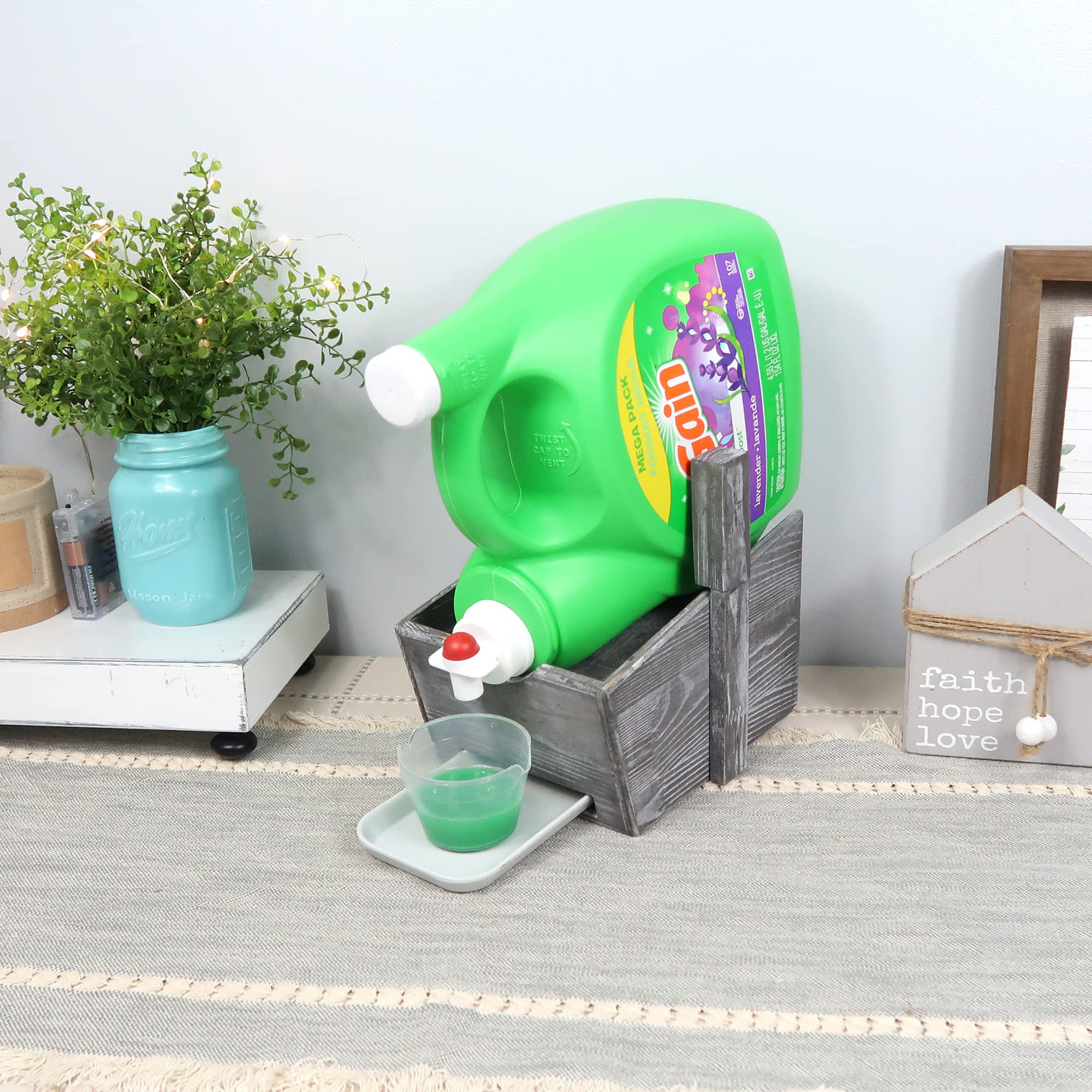 BOJUNTAN Farmhouse Laundry Detergent Shelf - Liquid Laundry Detergent ...