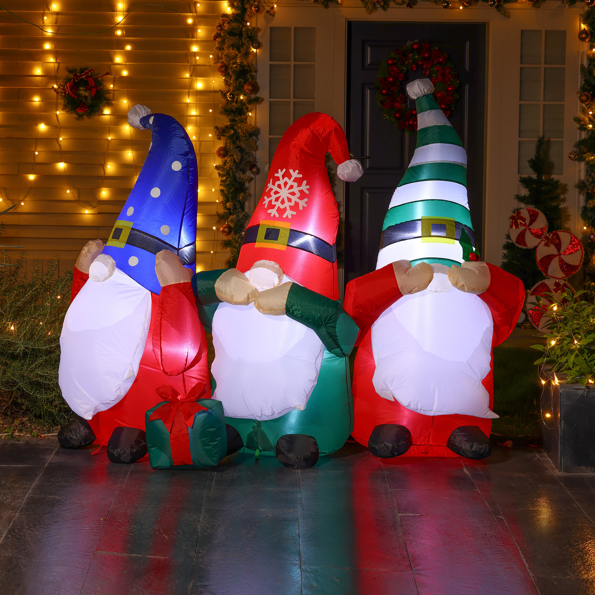 The Holiday Aisle® Gnomes Holiday Inflatable Yard Decoration with ...