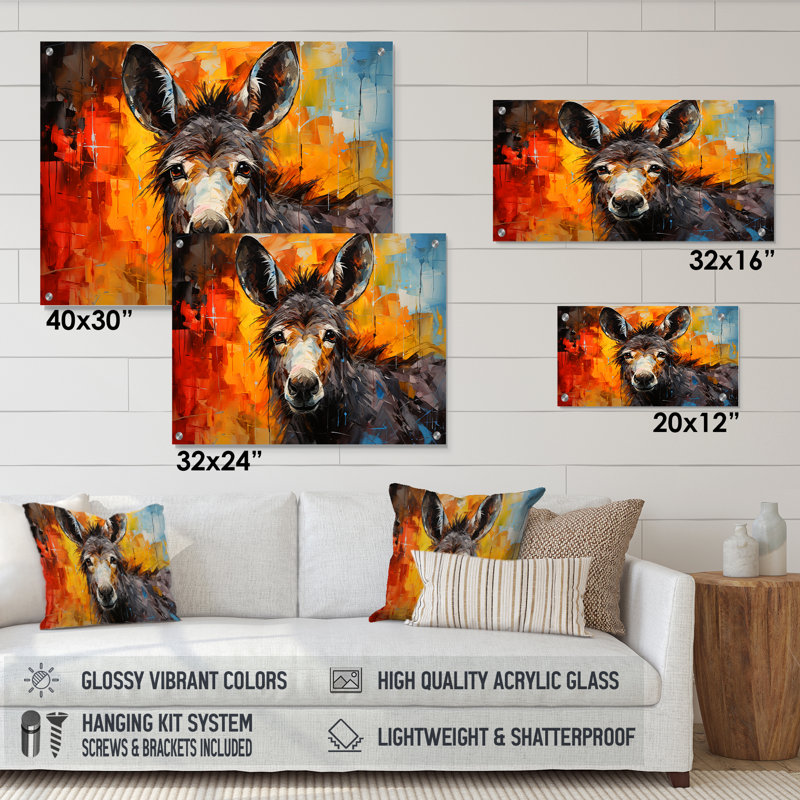 Design Art Grey Donkey Gentle Companion Collage - Donkey Acrylic Wall ...
