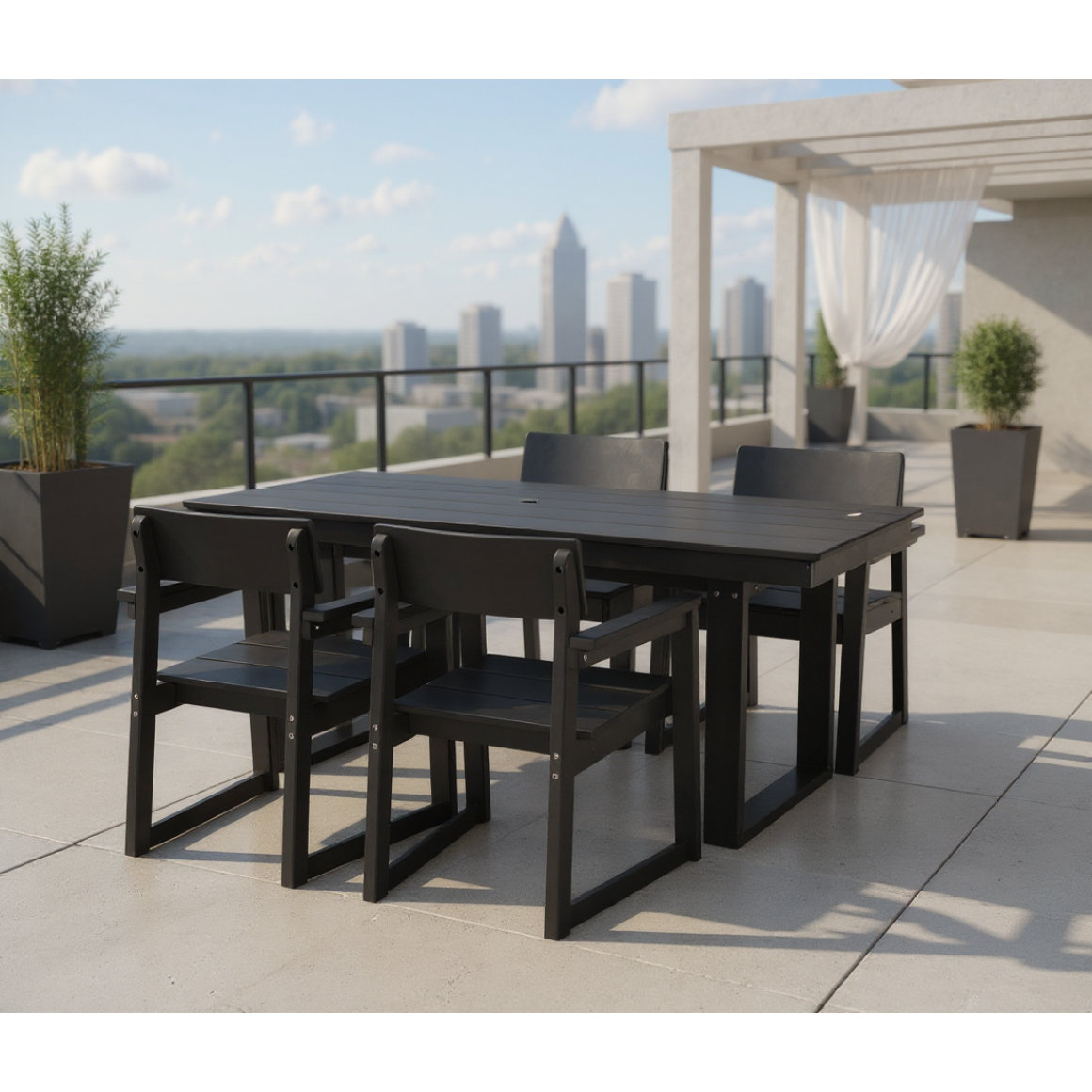 Hokku Designs 5-Piece HDPE Outdoor Dining Set With Weather-Resistant ...