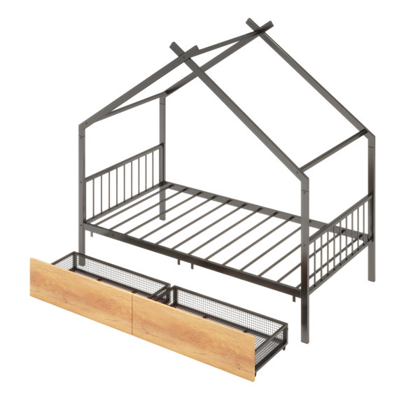 Harper Orchard Ahtziry Metal Slat Storage Bed | Wayfair