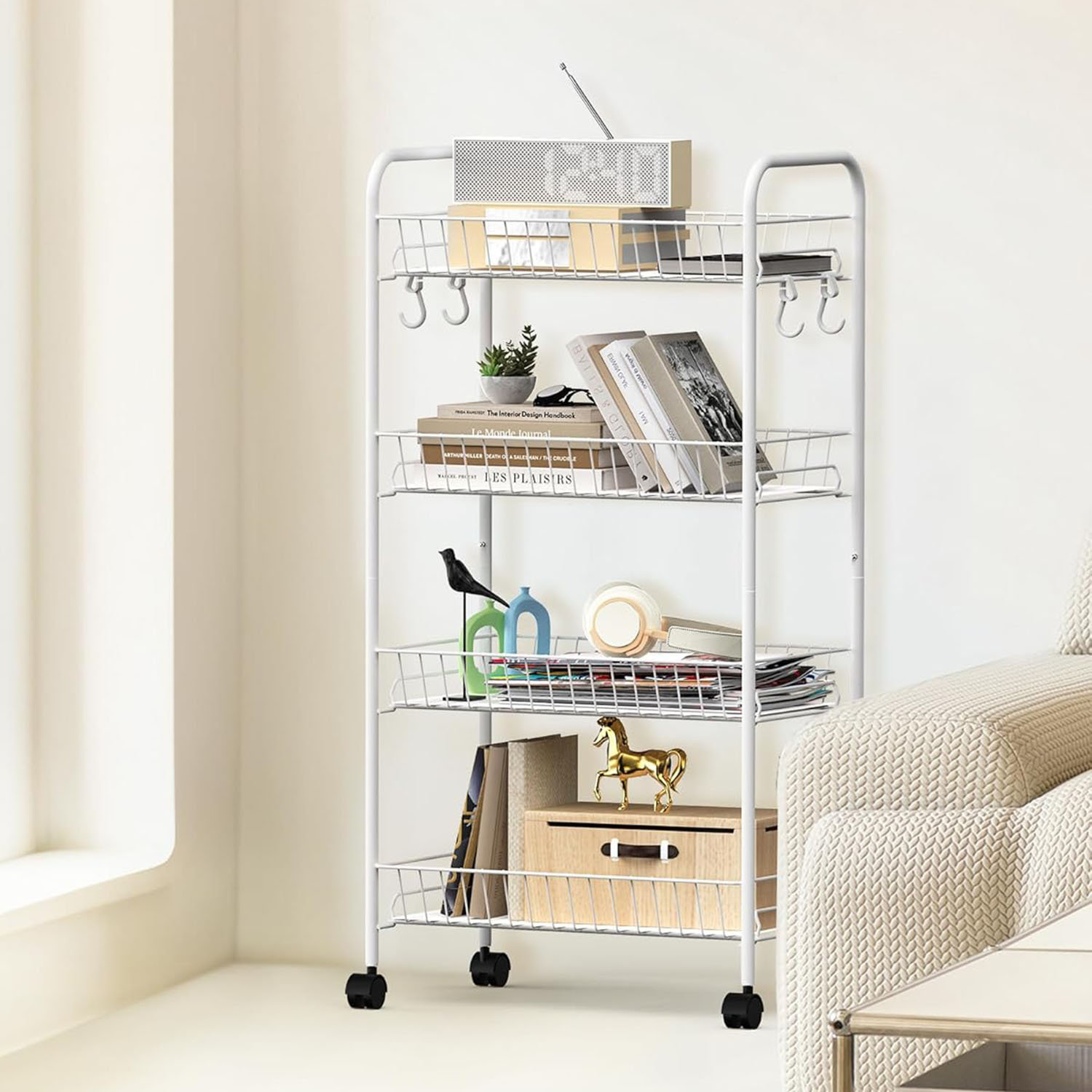 Ebern Designs Removable Wire Baskets, Metal Utility Storage Rack For ...