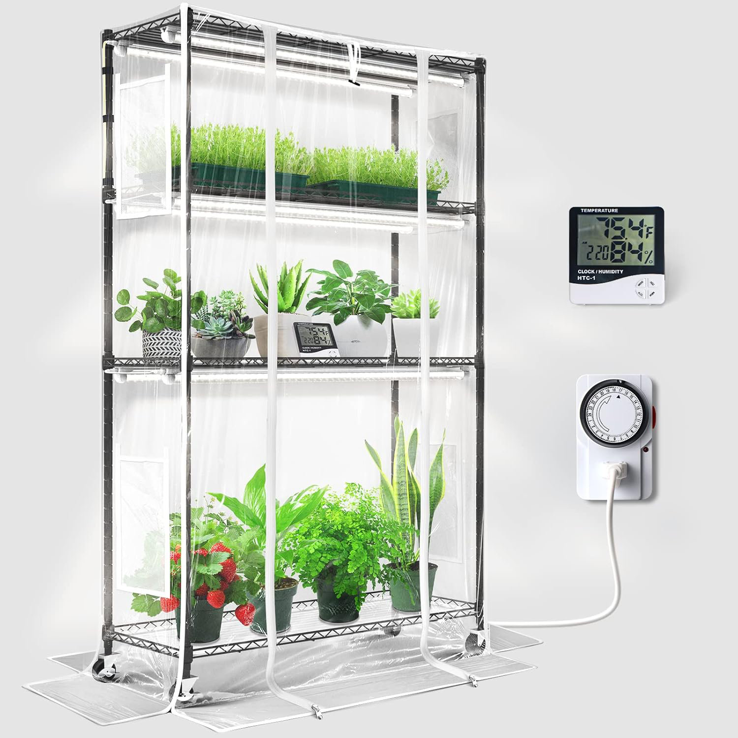 ATC CABINETS Mini Greenhouse with LED Grow Light for Indoor Plant, 4 ...