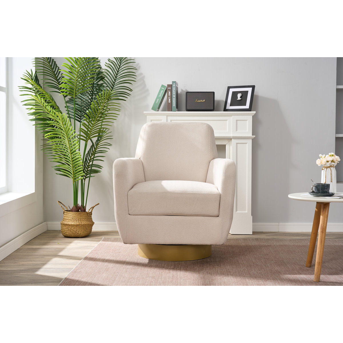 Mercer41 Jace 360-Degree Rotating Cotton Linen Accent Chair | Wayfair