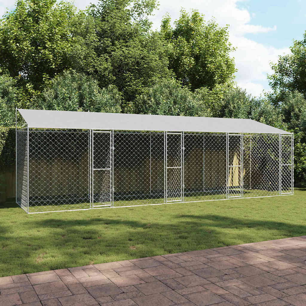 VidaXL Dog Cage Silver 800 X 200 X 256 Cm Galvanised Steel | Wayfair