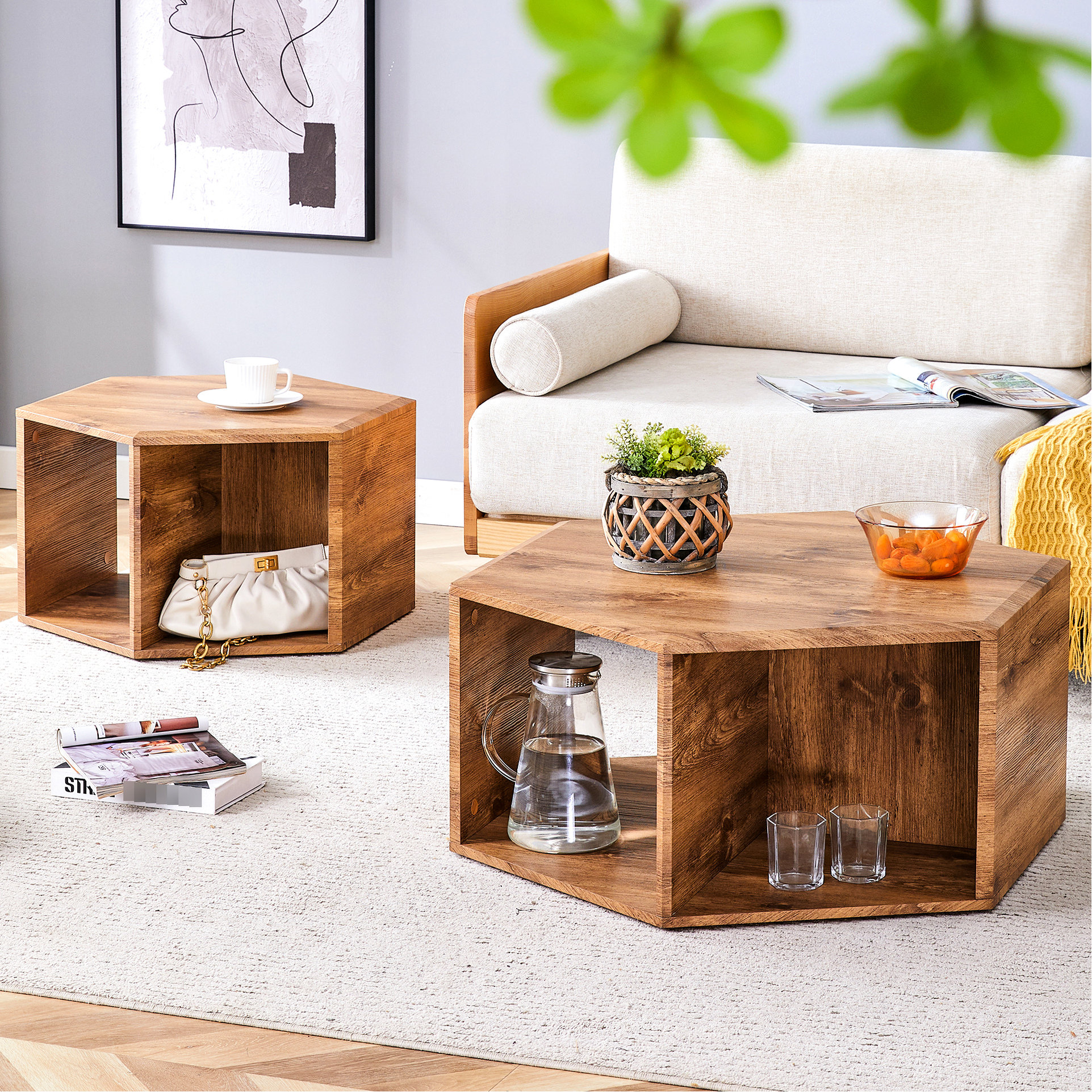 Wrought Studio™ Hexagonal Coffee Table In Modern Look - , Wood Color ...