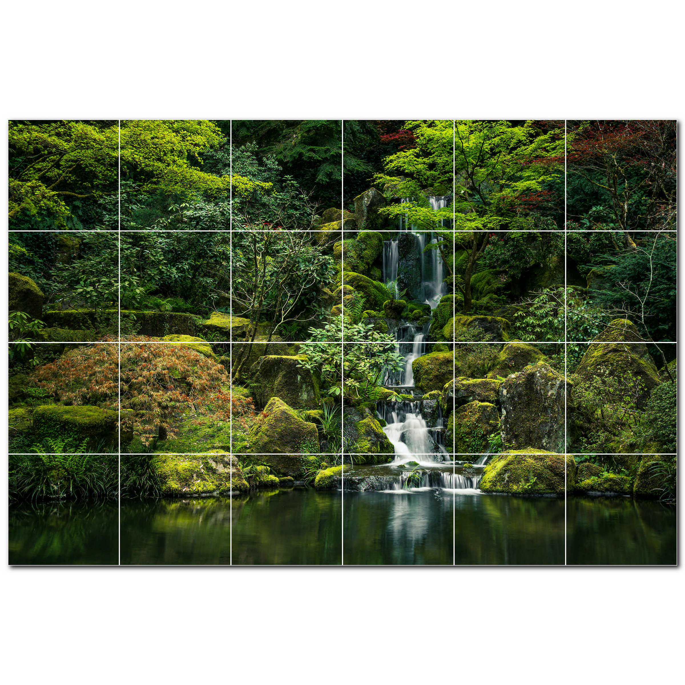 Picture-Tiles.com 25.5" x 17" Ceramic Waterfalls Photo Decorative Mural ...