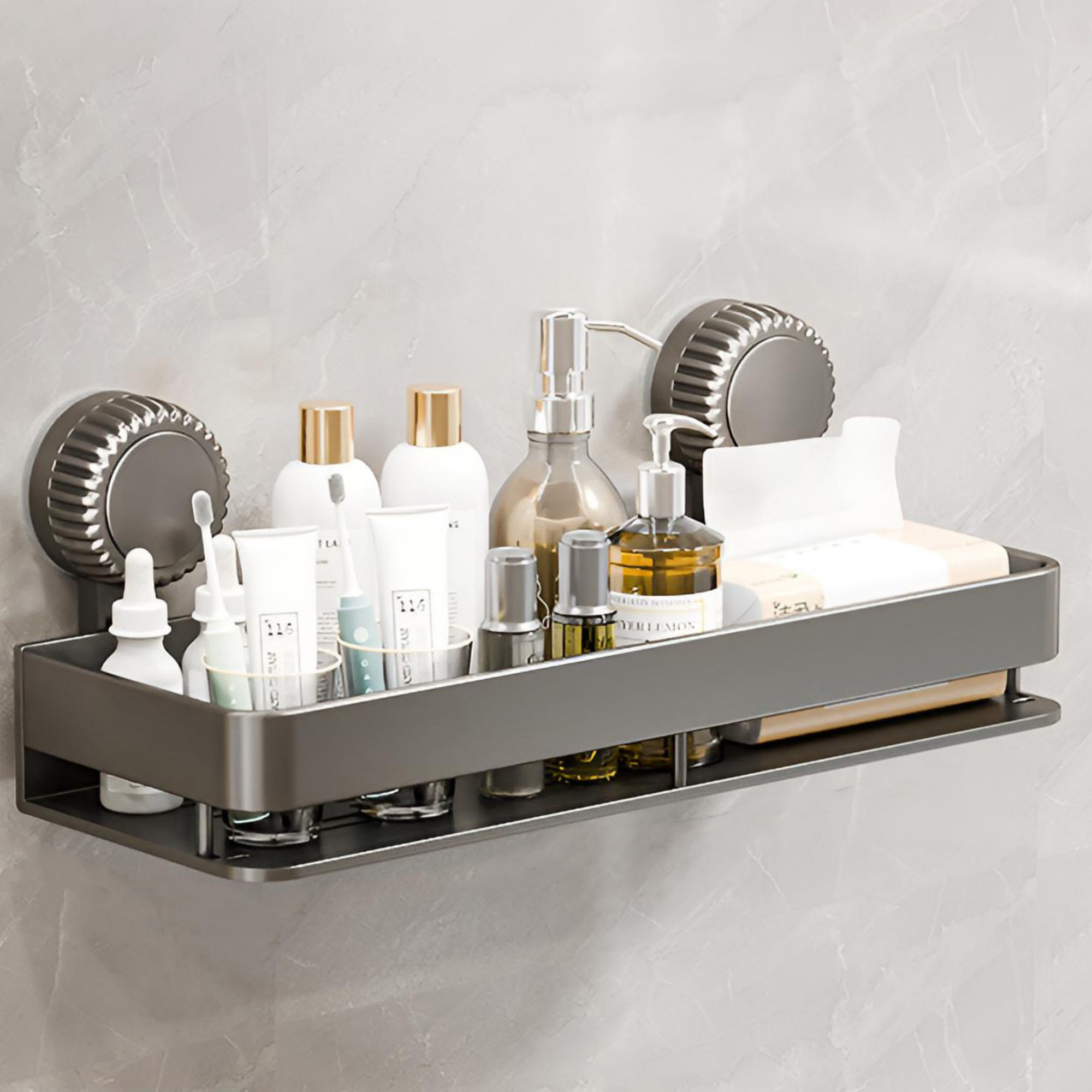 Brayden Studio Suction Cup Non Perforated Bathroom Storage Rack ...