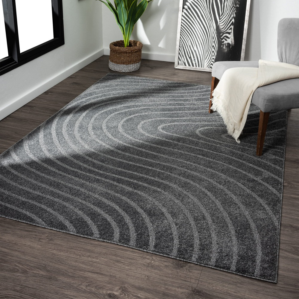 Orren Ellis Modern geometric wave 8x10 area Rug - Wayfair Canada