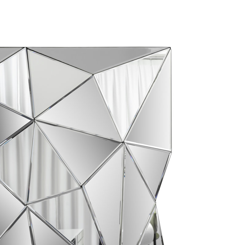 Everly Quinn Faustine Modern 3D Wall Mirror Irregular Triangle Accent ...