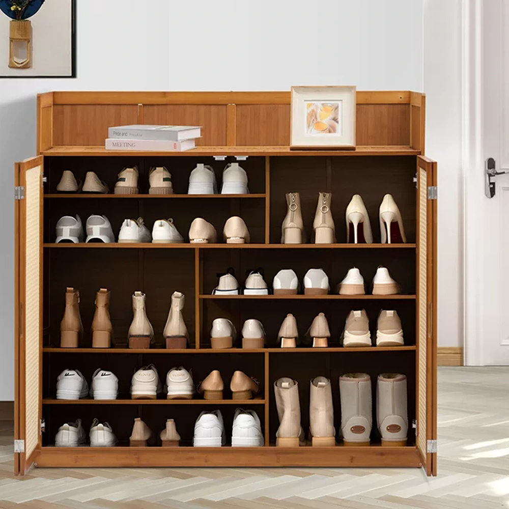 Bayou Breeze Bamboo 7-Tier 30 Pairs Shoe Cabinet, Entryway Shoe Storage ...