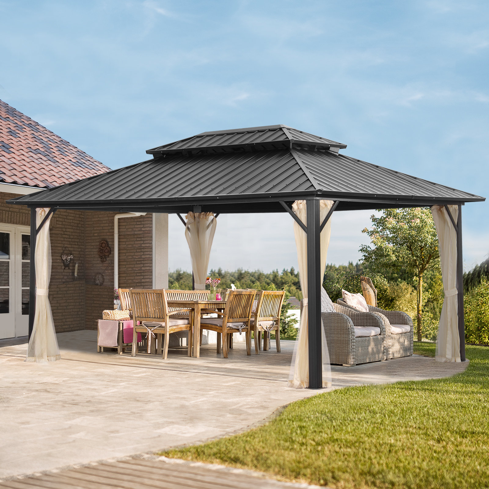 GDY 12 Ft. W x 16 Ft. D Aluminum Patio Gazebo & Reviews - Wayfair Canada