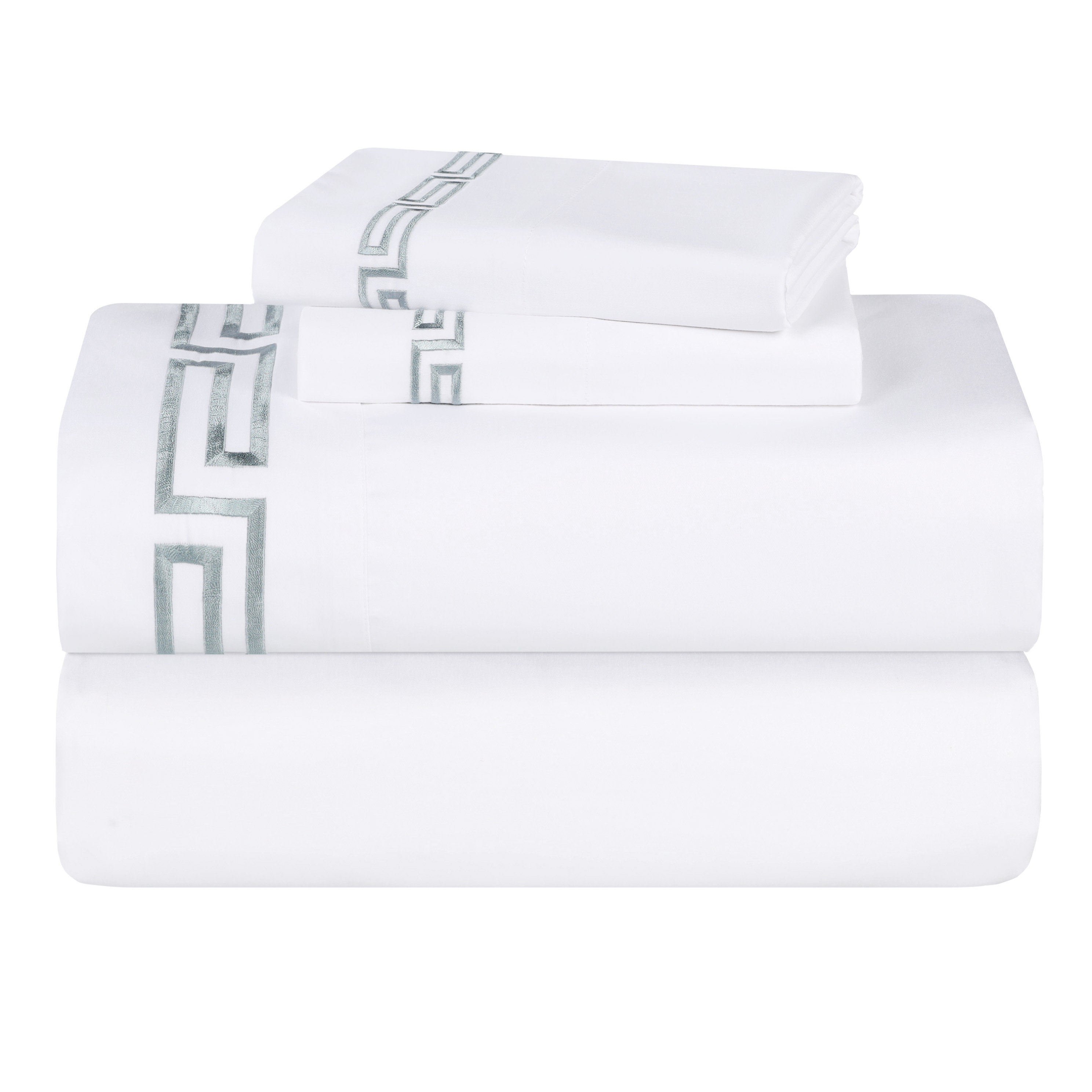 Superior Harrison Cotton Greek Key Embroidered Deep Pocket Bed Sheet ...