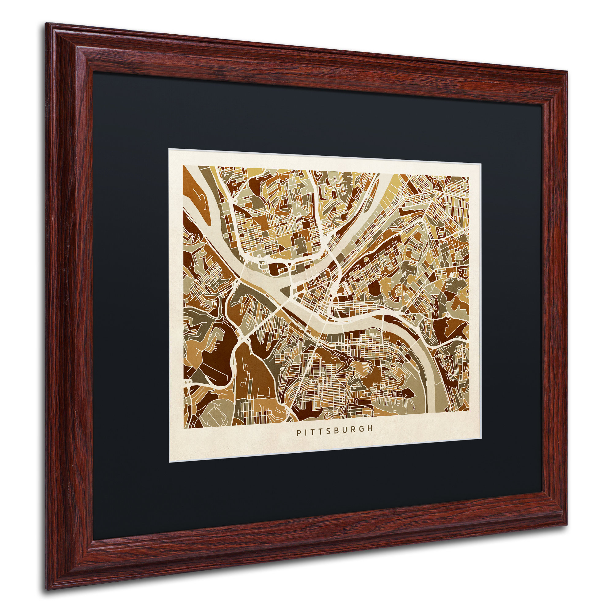 Trademark Fine Art 'Pittsburgh Street Map' Framed Graphic Art Print in ...