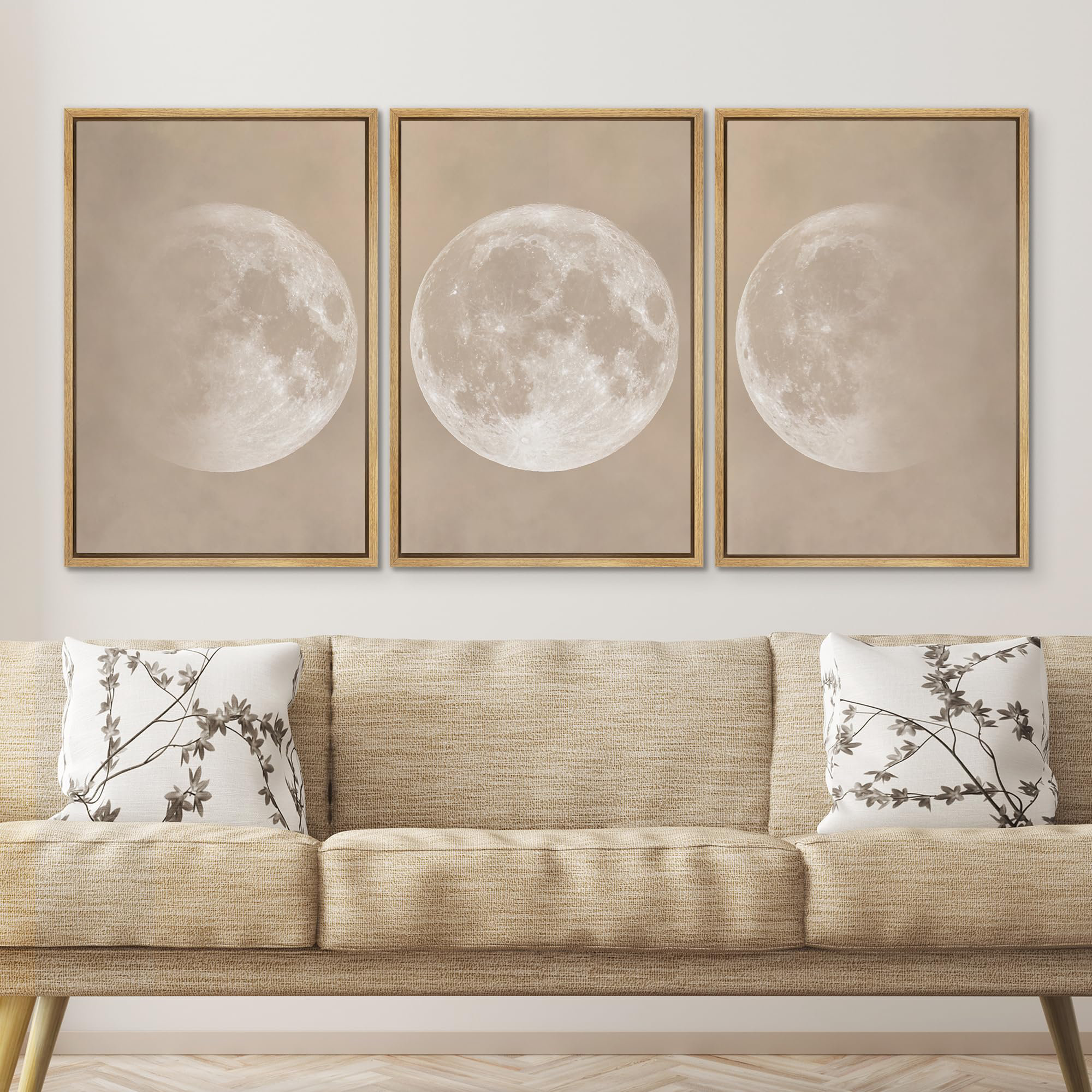 wall26 " Beige And Gray Toned Full Moon - Minimalist Lunar Modern ...