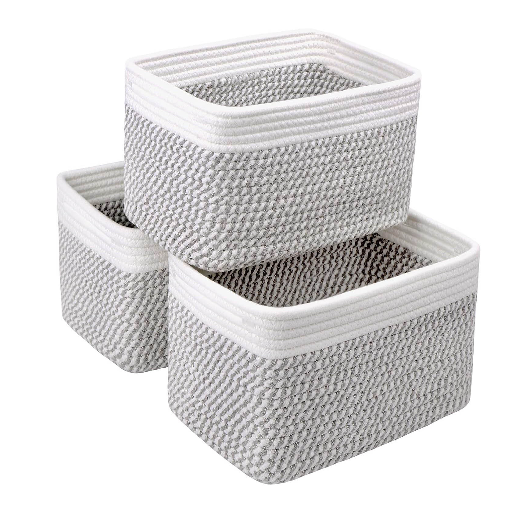 Latitude Run® Small Cotton Rope Storage Basket Woven Baskets | Wayfair