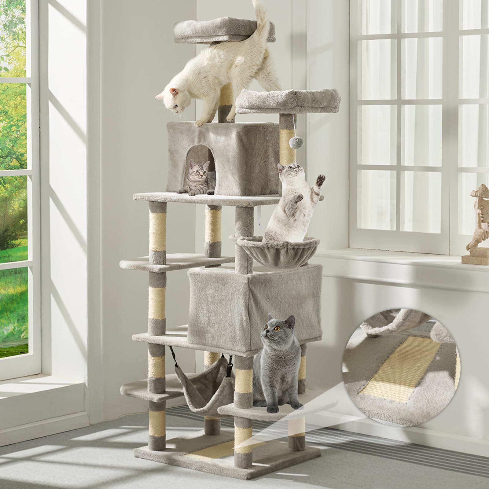 EROMMY Cat Tree 74 Inch Multi-level Large Cat Tower With 16 Sisal ...