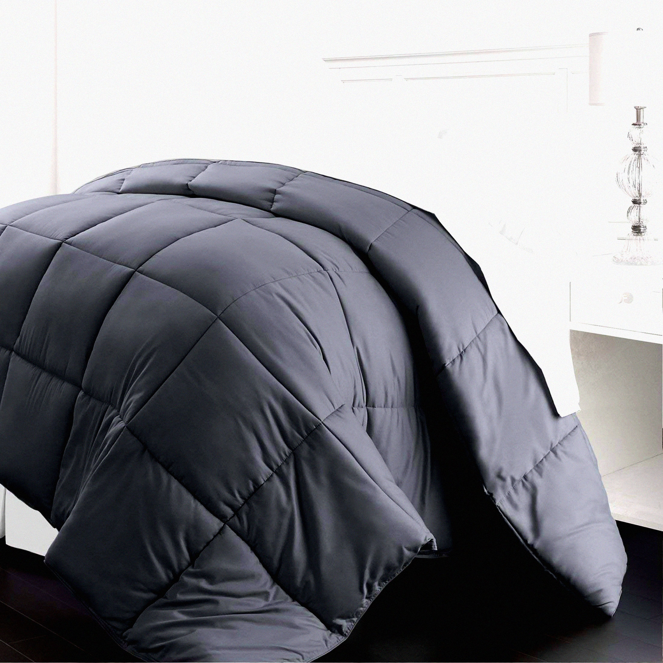 Ebern Designs Luxury Gray Goose Down Alternative Comforter - All Season ...