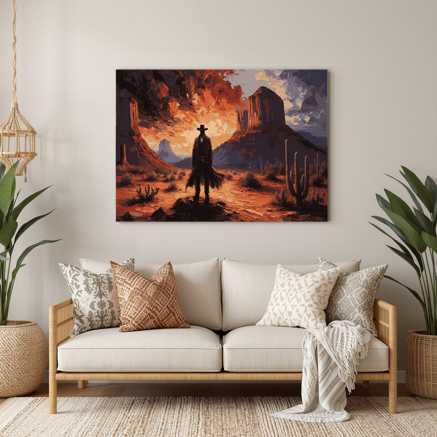 Latitude Run® Southwestern Cowboy Outlaw Theme 75 Black Metal Wall Art ...