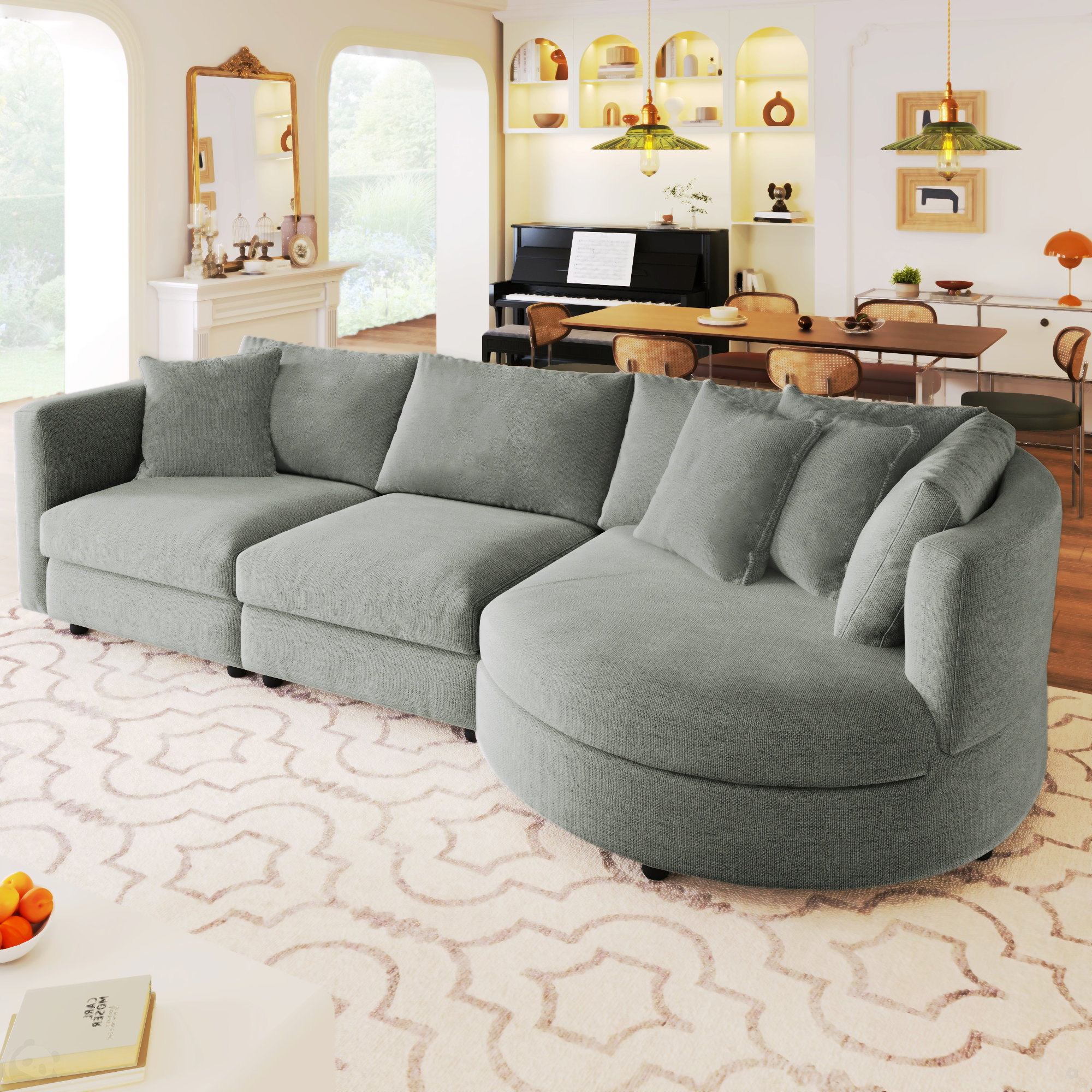 Hokku Designs Three Indoor Cushioned Combination Sofas With Three ...