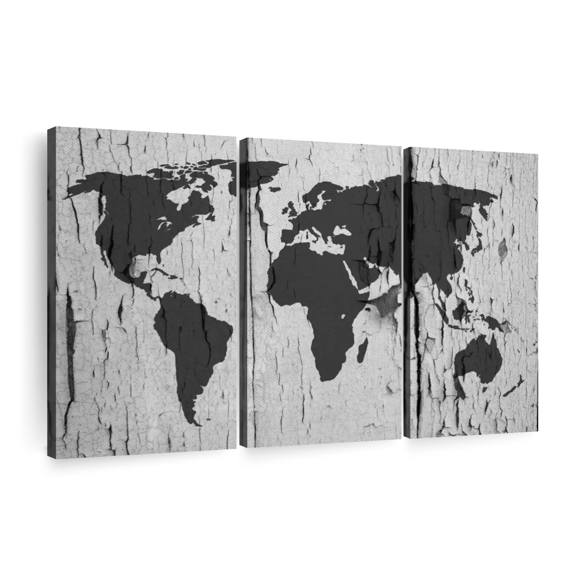 17 Stories World Map Chipped Paint World Map On Canvas 3 Pieces by ...