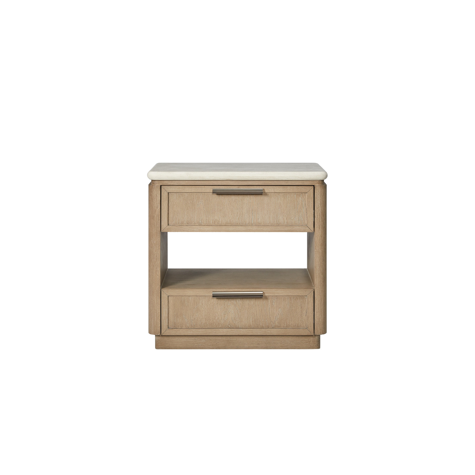 Hokku Designs Two Drawer Bedside Nightstand, Stone Top Surface, Oak ...