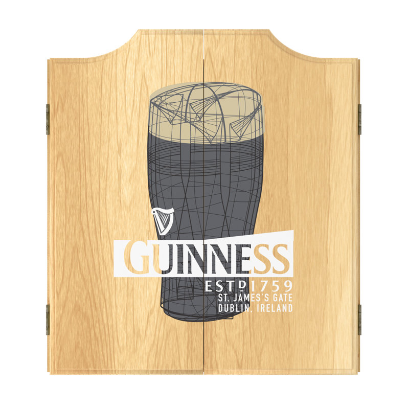 Trademark Global Guinness Line Art Pint Dartboard and Cabinet Set ...