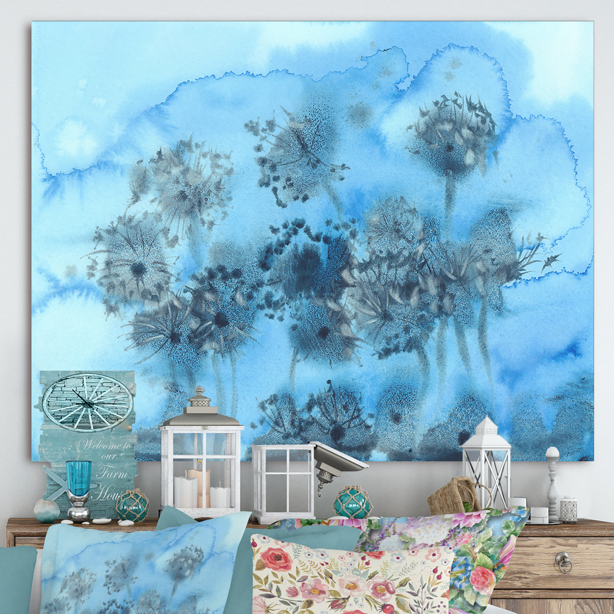 East Urban Home Dandelion Seeds on Grunge Background I - Painting Print ...