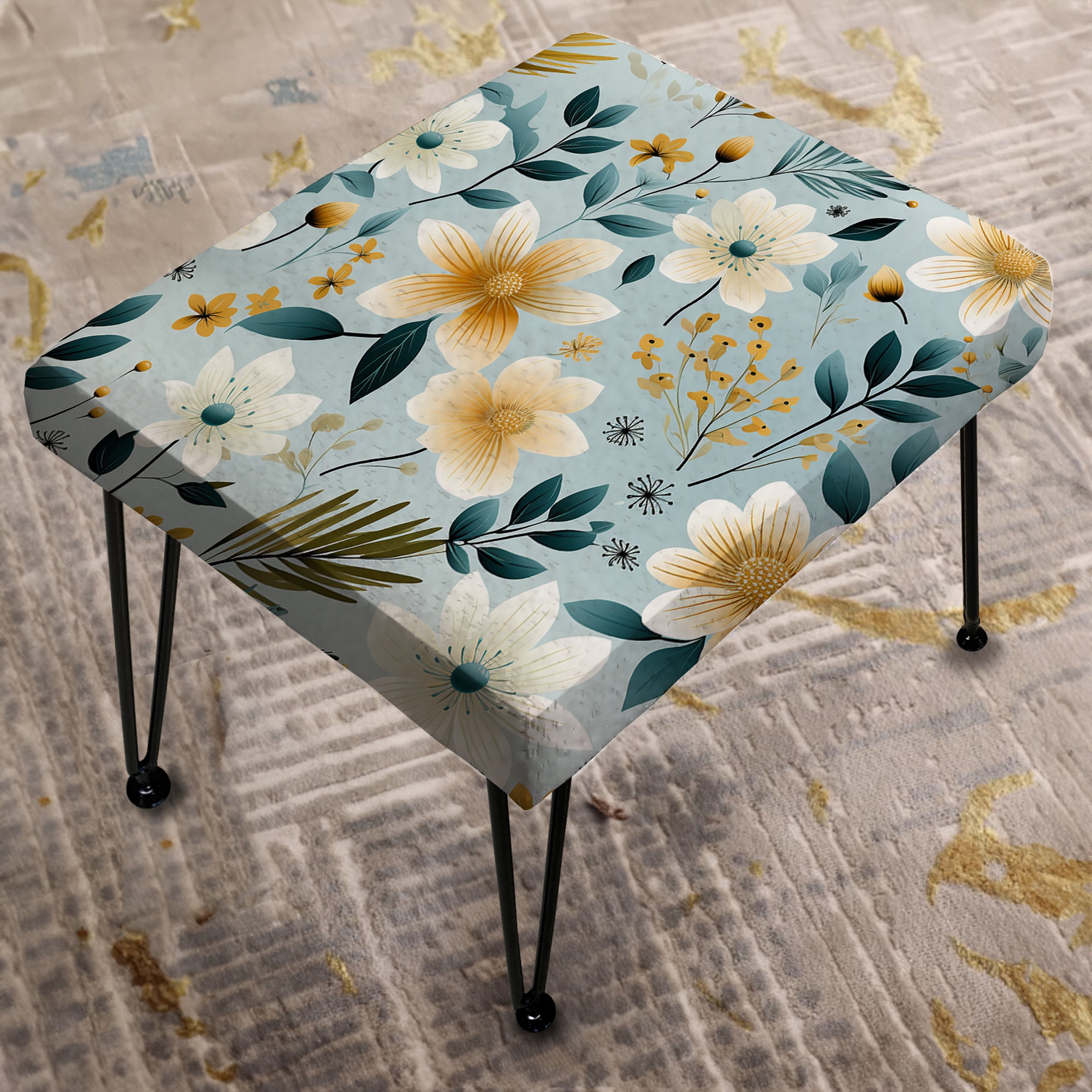 Design Art Scandinavian Garden Flower Whirl III - Floral Rectangle ...