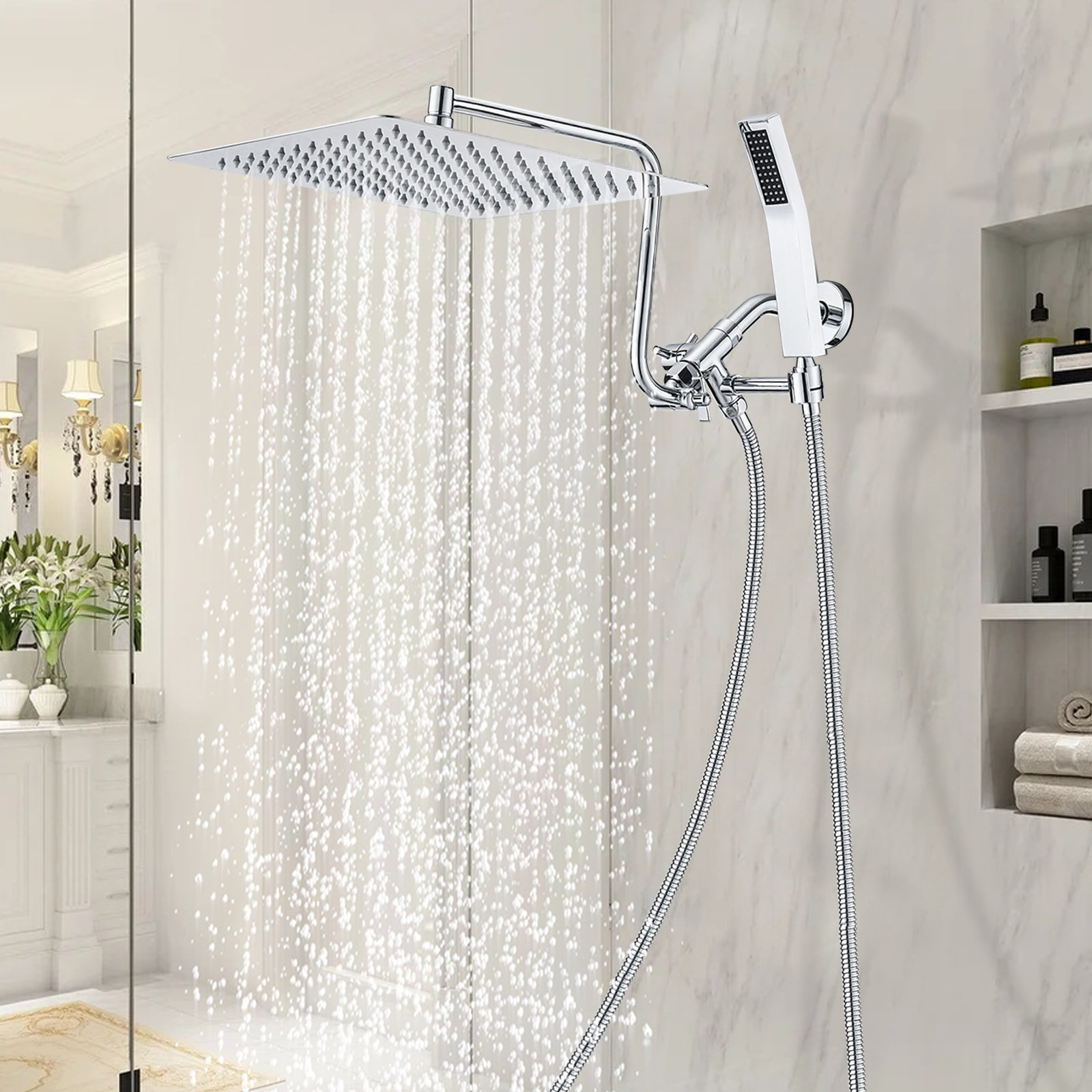 Supermaxus Extra Large Rainfall Shower Head Swivel Extension Arm With ...
