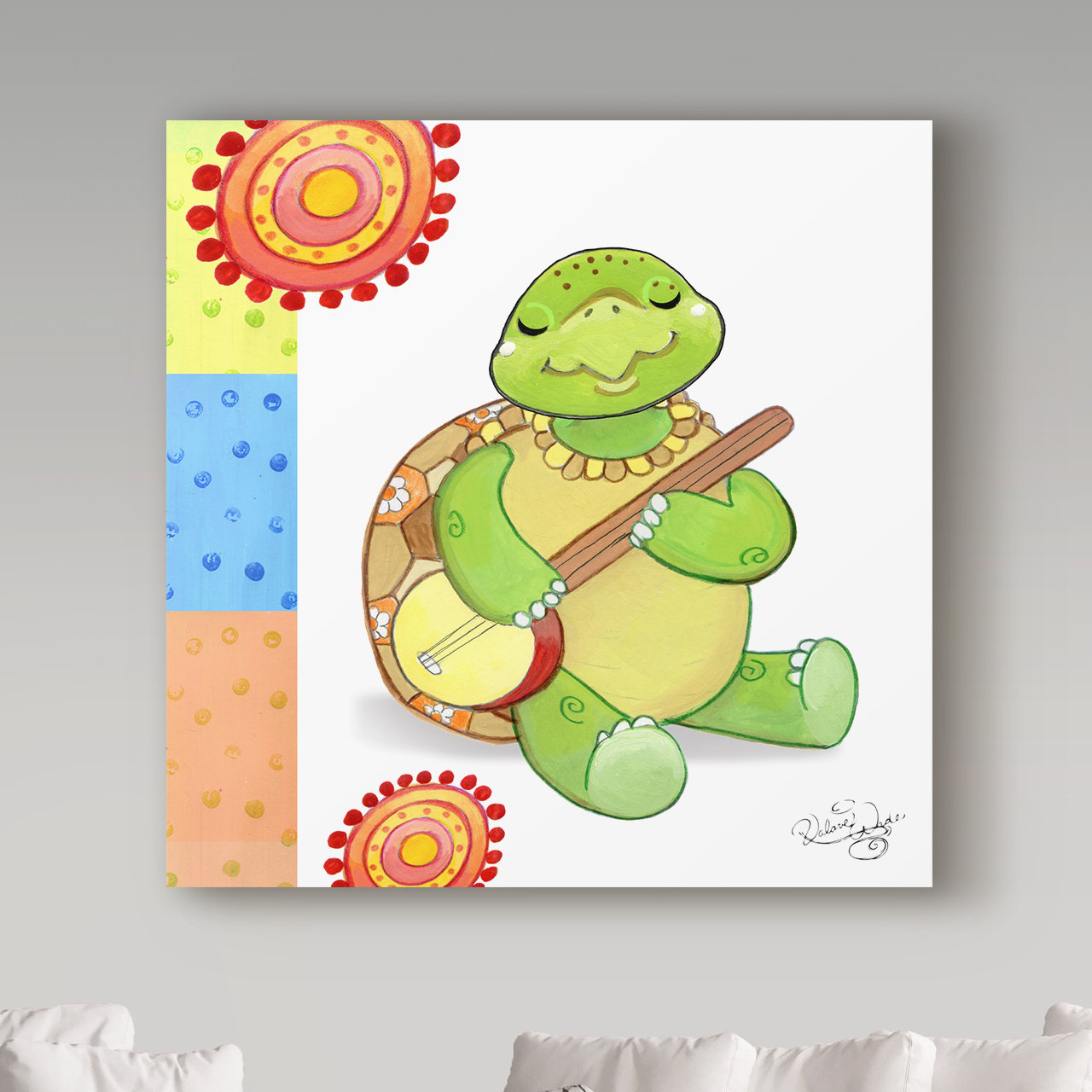 Trademark Fine Art 'Turtles Banjo' Acrylic Painting Print on Wrapped ...