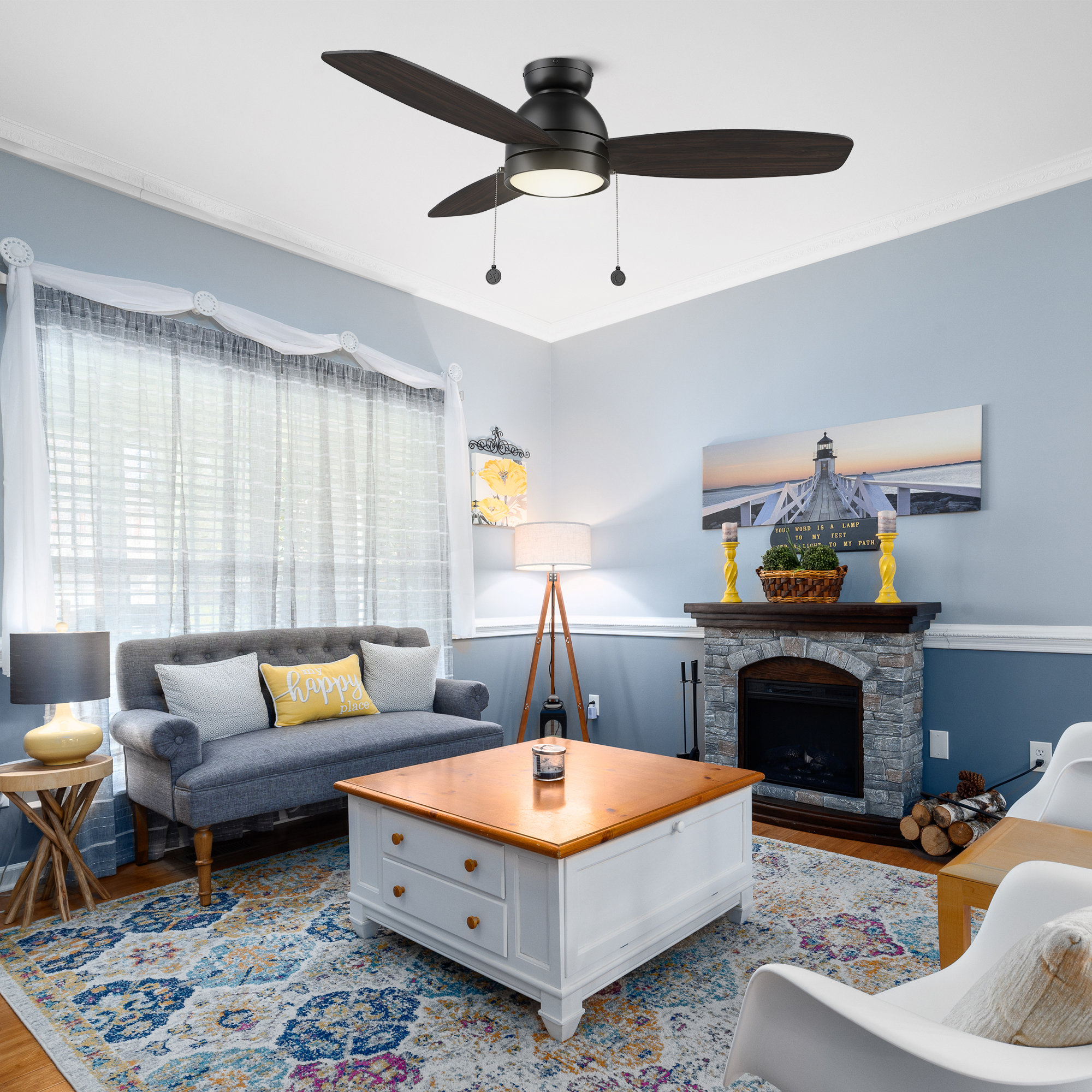 Latitude Run® Gurdip 3-blade pull chain ceiling fan with light | Wayfair