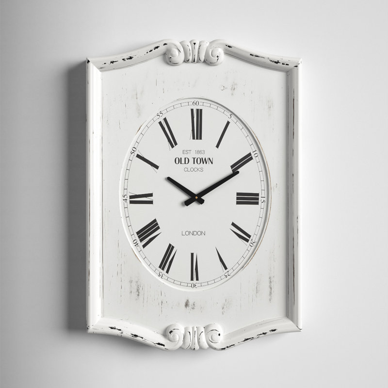 Kelly Clarkson Home Wood Carved Distressed Floral Decorative Wall Clock ...