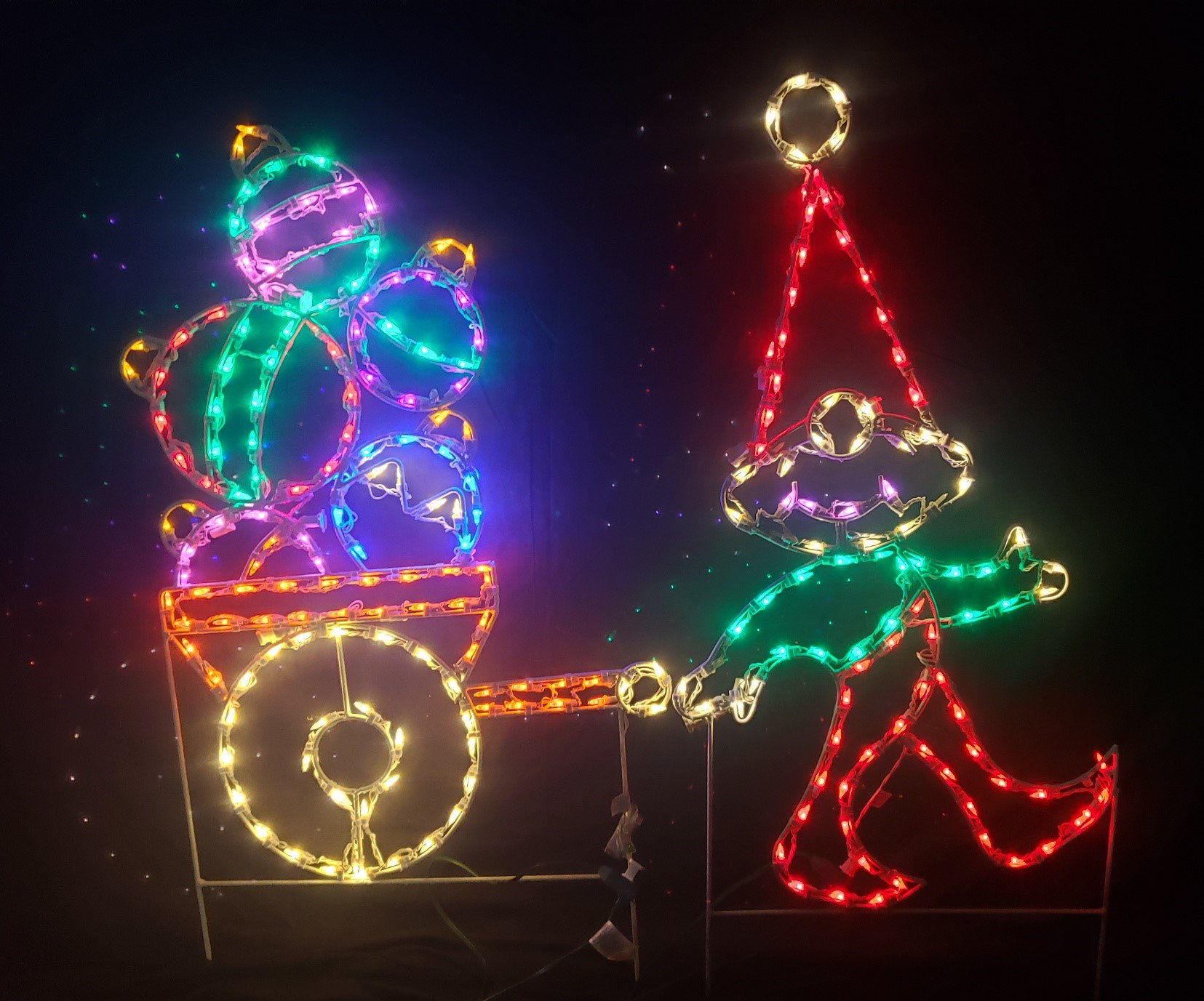 Lori's Lighted D'Lites Elf Pulling Cart of Ornaments Christmas Holiday ...