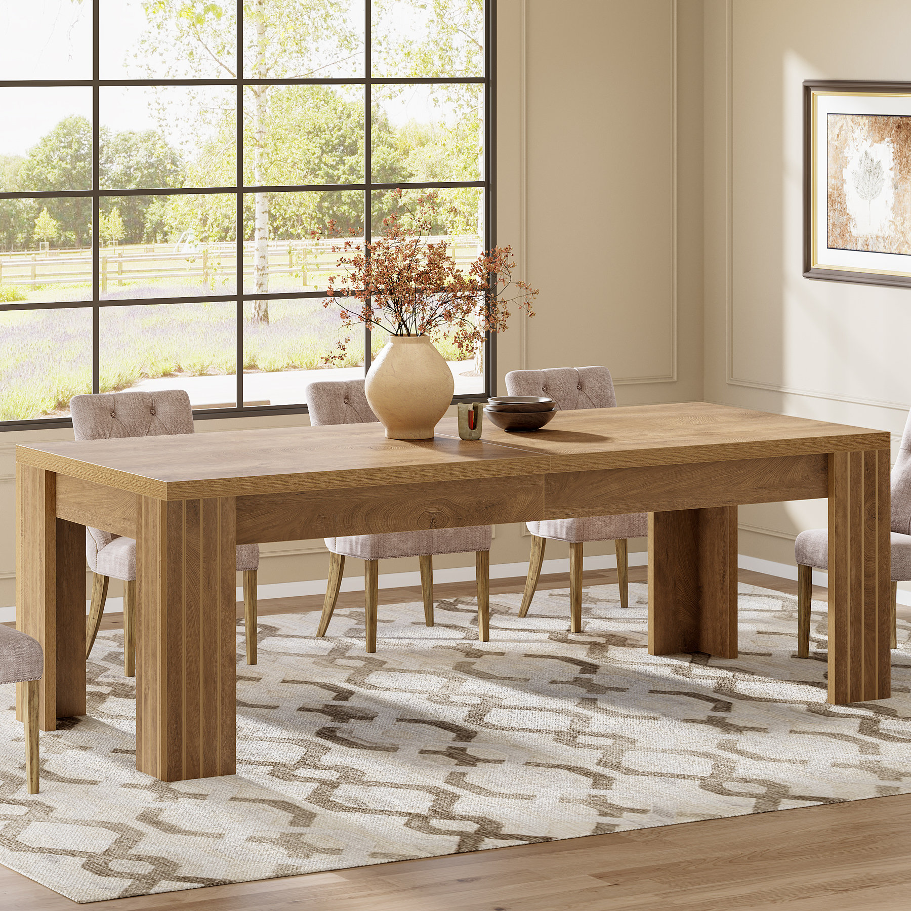 Millwood Pines 78.7-inch Rectangle Dining Table For 6, Long Dinner ...