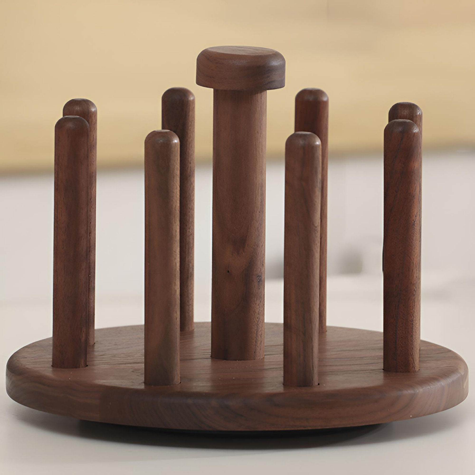 Hokku Designs Walnut Circular Rotating Cup Holder - Wood Grain ...