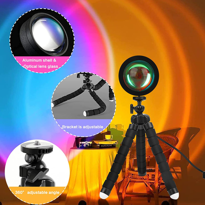 YI LIGHTING LED RGB Sunset Projection Lamp Floor Lamp with Flexible ...