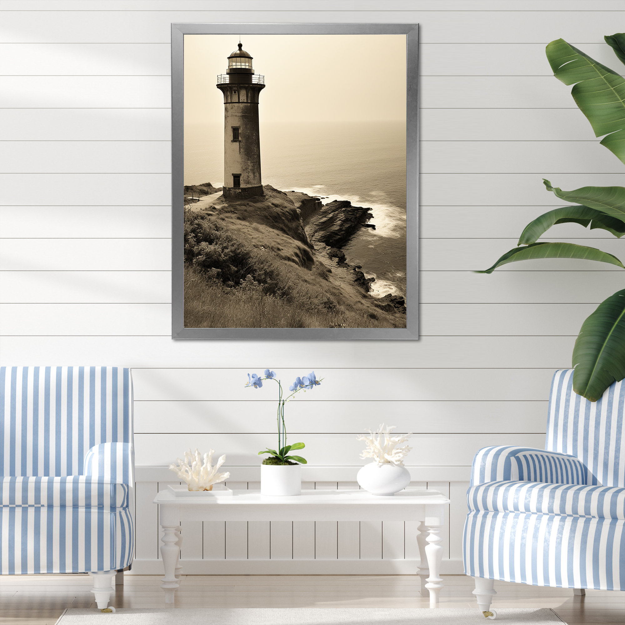 Breakwater Bay Vintage Lighthouses Mimalism Scenery - Beach & Ocean ...