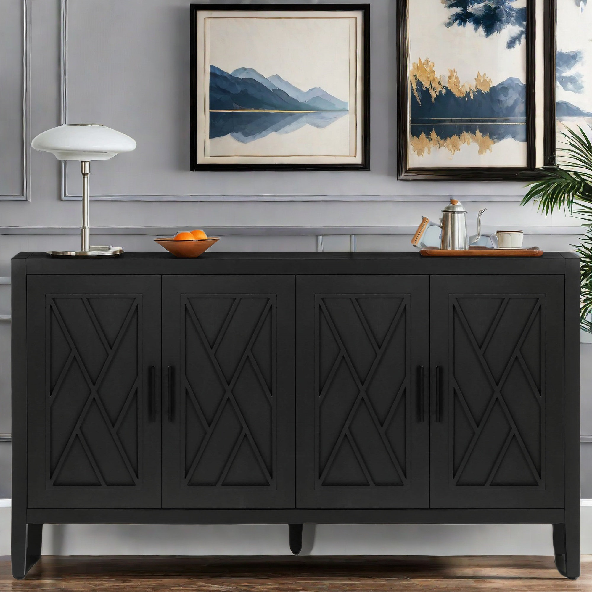 Winston Porter Mahida Sideboard With Adjustable Shelves And Geometric ...